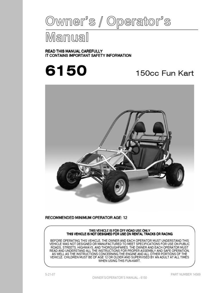 American Sportsworks 150cc Fun Kart Owners Manual | PDF