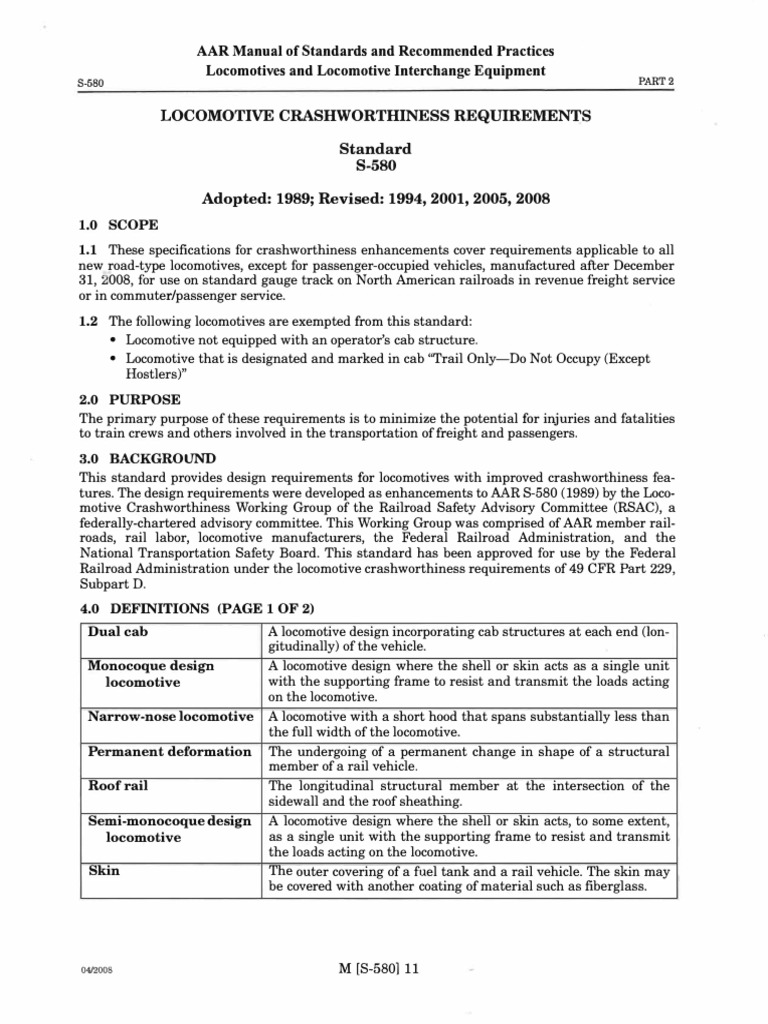 AAR Manual of Standards and Recommended Practices Locomotives and Locomotive Interchange ...