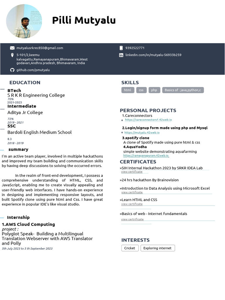 Resume of emma stone | PDF