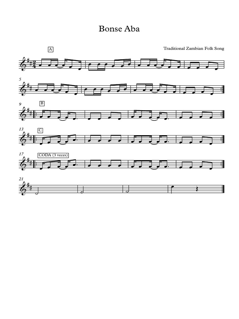 Bonse Aba - Full Score | PDF