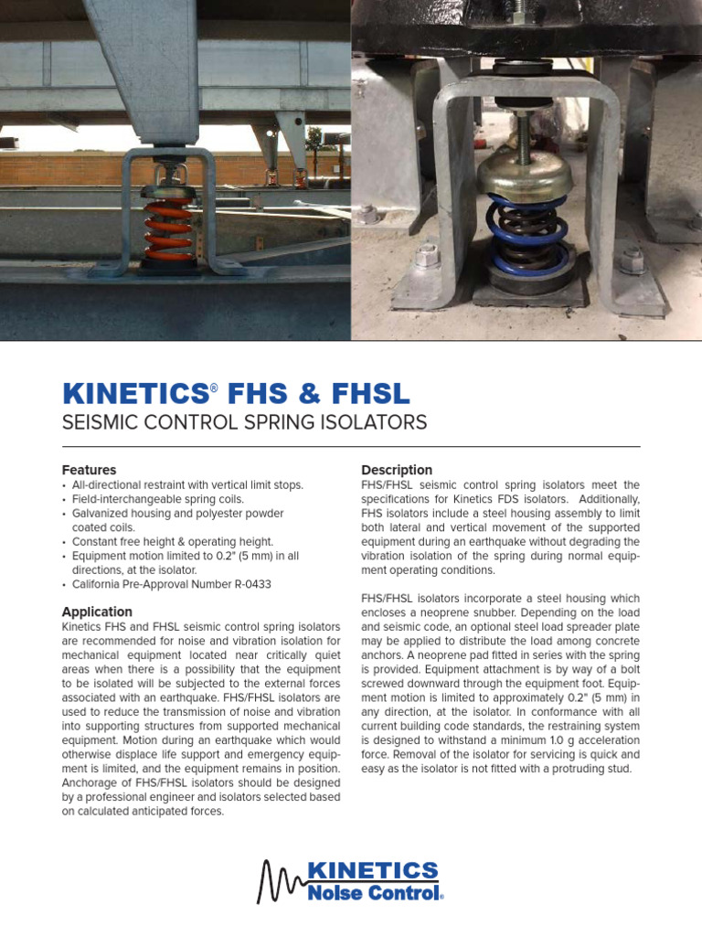 Kinetics Fhs & FHSL: Seismic Control Spring Isolators | PDF