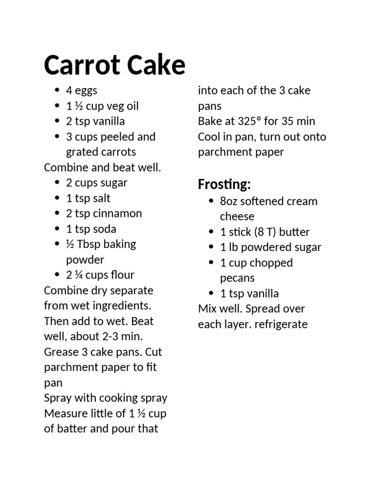 Carrot Cake Recipe | PDF