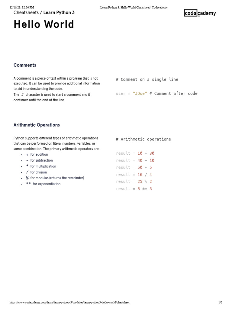 A. Introduction Cheat Sheet | PDF