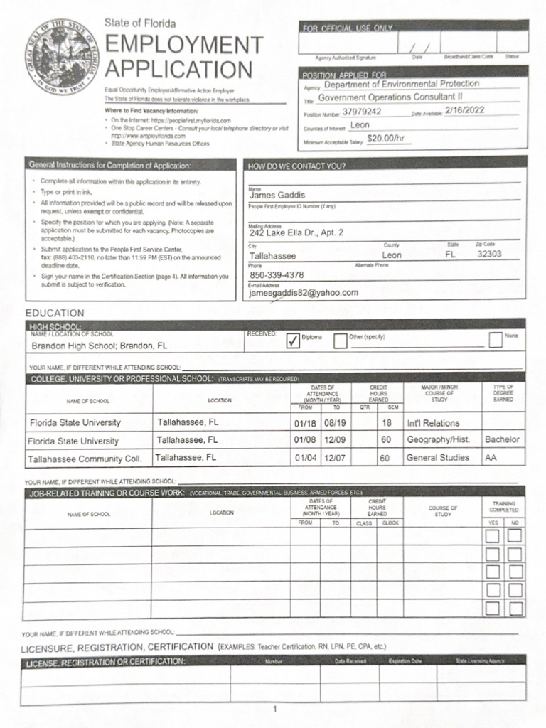 Gaddis OPS Application | PDF