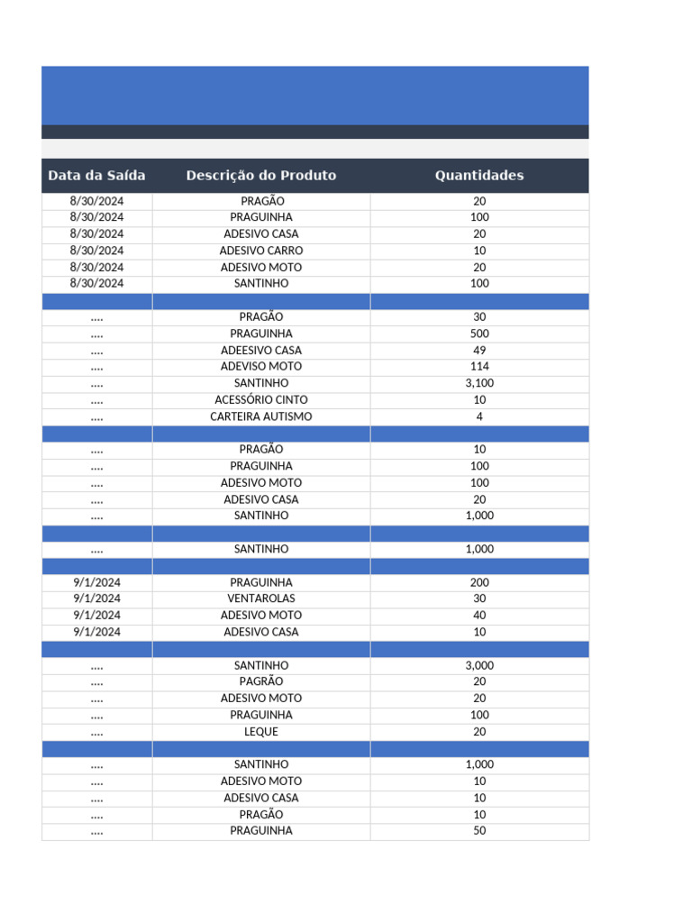 Planilha de Entrada e Saida de Produtos | PDF