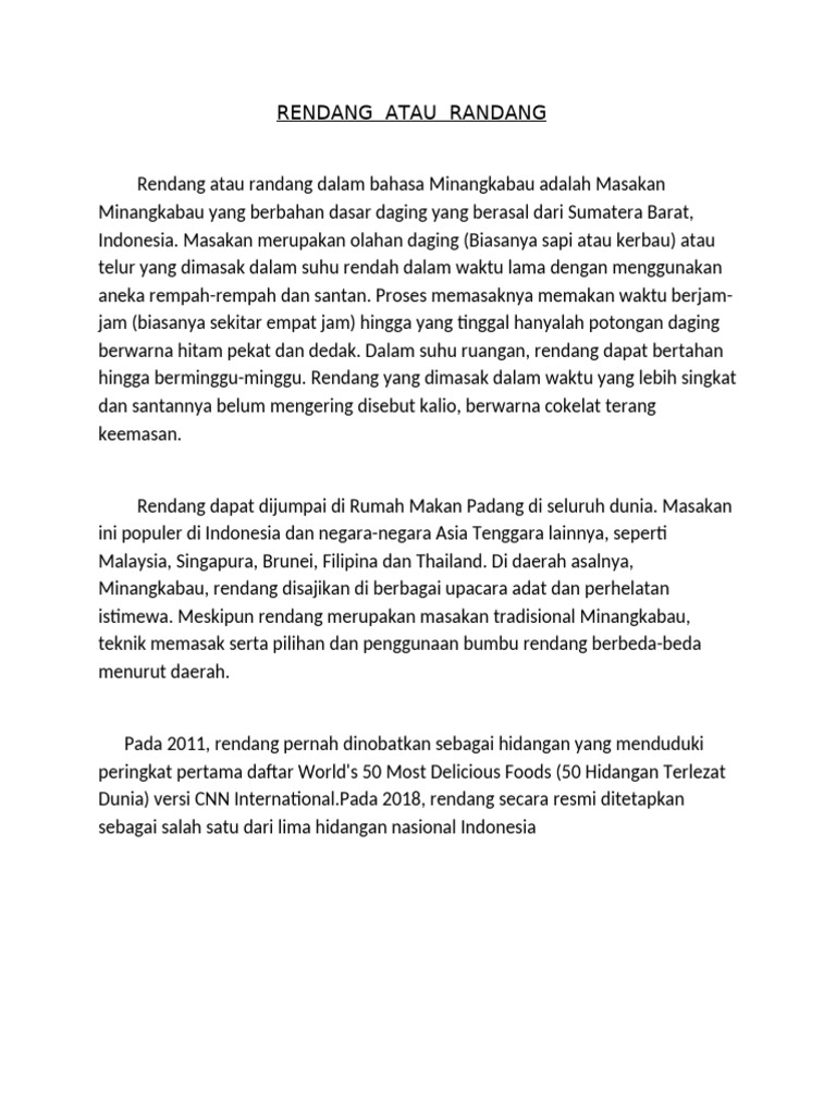 Rendang Atau Randang | PDF