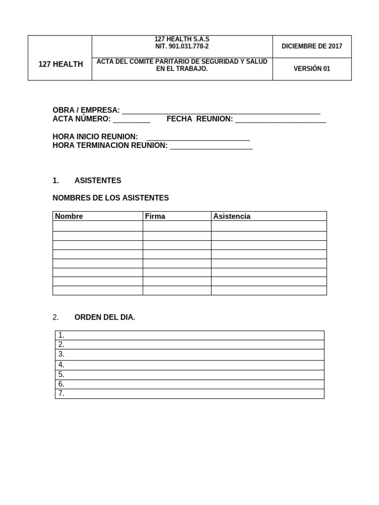 Acta de Reunión Copasst | PDF
