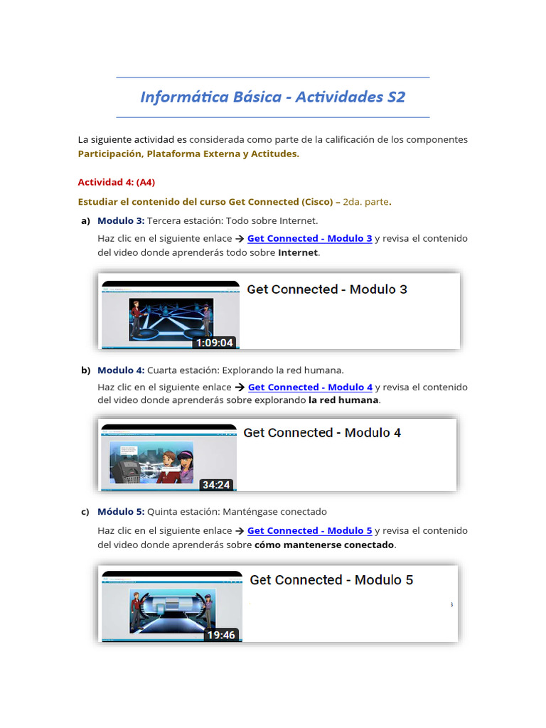 IBA Actividades Get Connected S2 | PDF