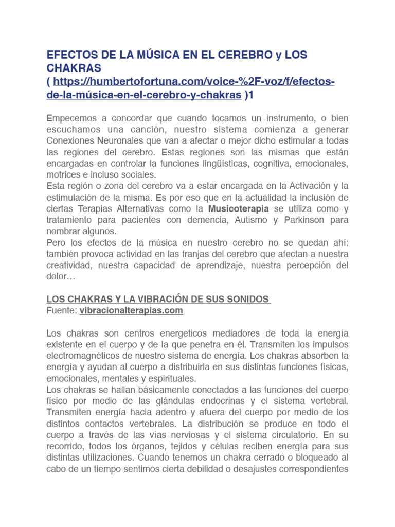 Efectos de La Musica en El Cerebro y Loa Chakras | PDF