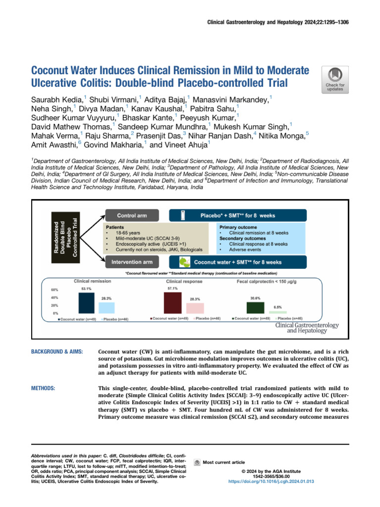 Coconut Water Induces Clinical Remission in Mild T | PDF