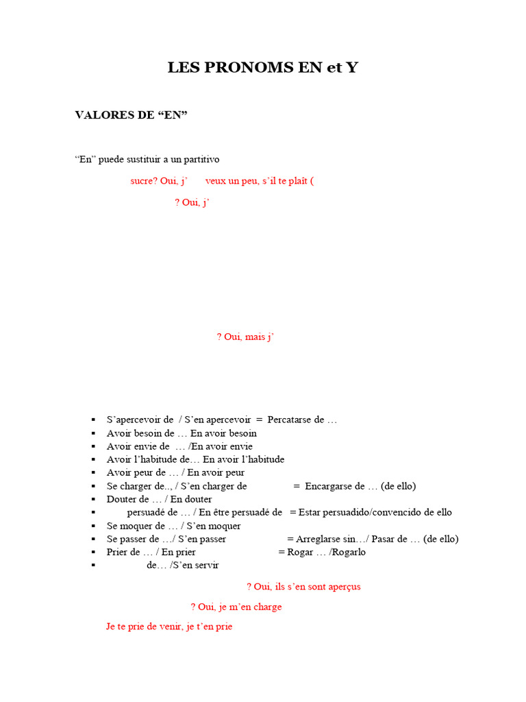 Pronoms En-Y | PDF