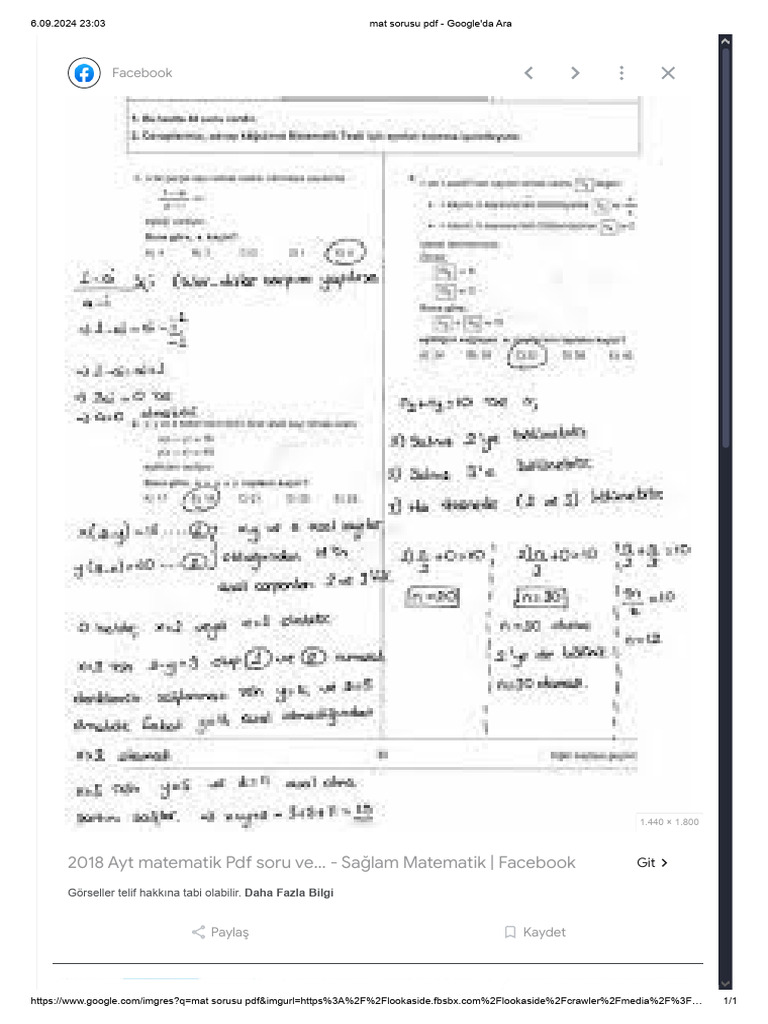 Facebook: 2018 Ayt Matematik PDF Soru Ve... - Sa Lam Matematik - Facebook | PDF