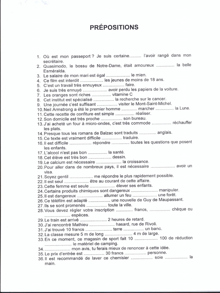 Les_prepositions_1_exercices_ | PDF