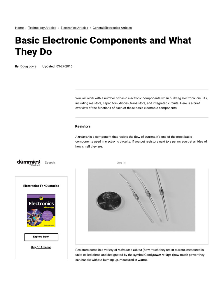 Basic Electronic Components and What They Do - Dummies | PDF