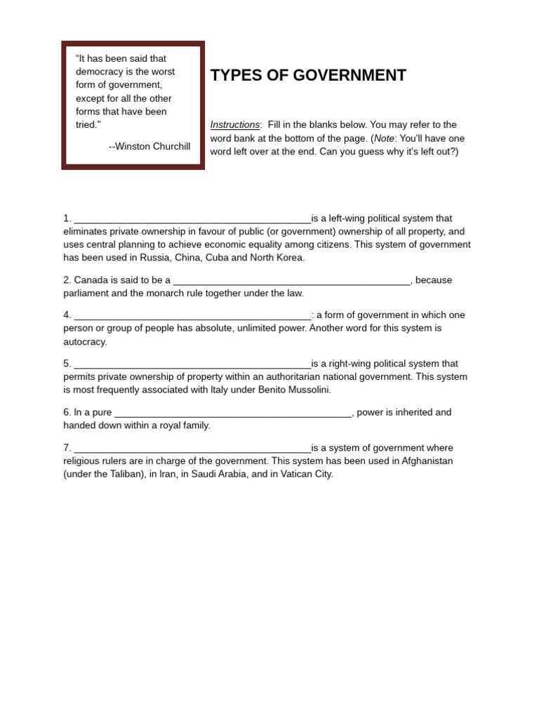 Types of Government | PDF