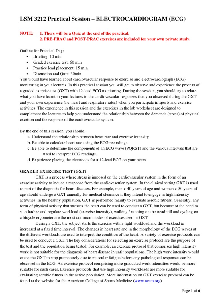 ECG Practical Session Overview | PDF | Electrocardiography | Heart Rate