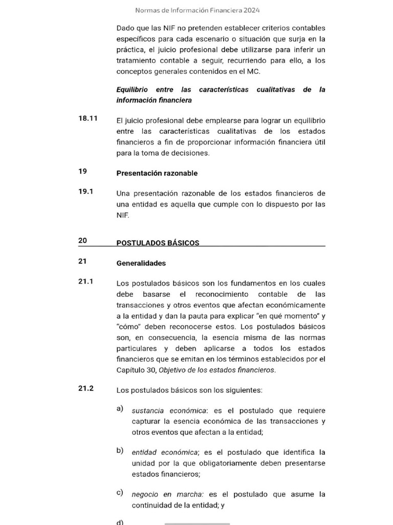 NIF 2024 Postulados Básicos | PDF