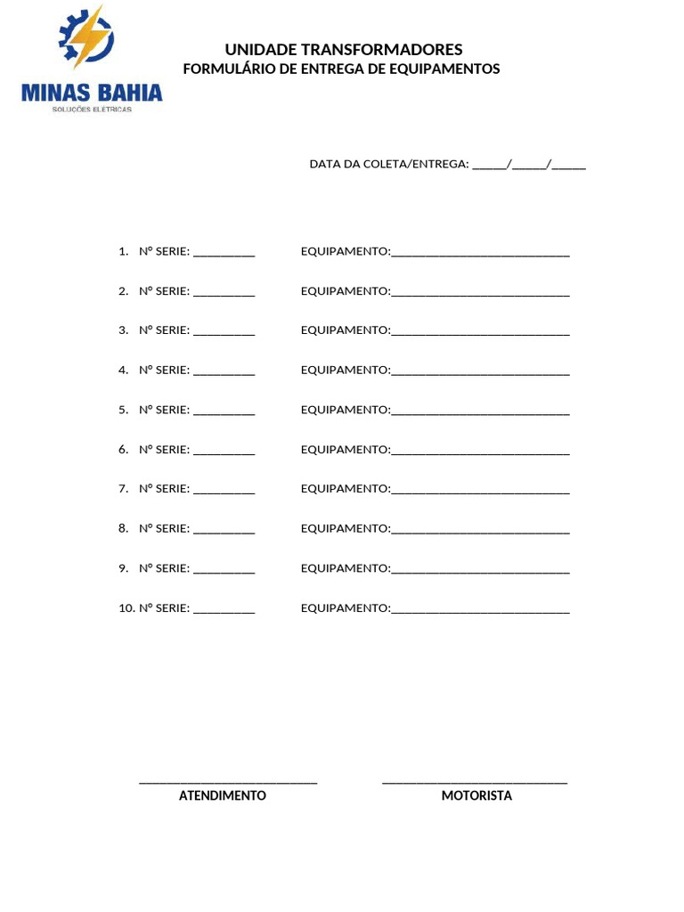 Fo 049 Formulário de Entrega-Transferencia de Equipamentos | PDF