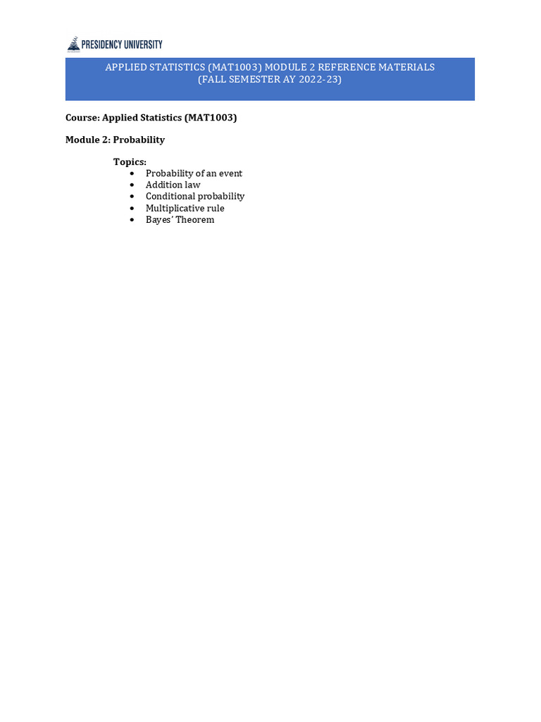 Mat1003 M2 Fall Sem | PDF