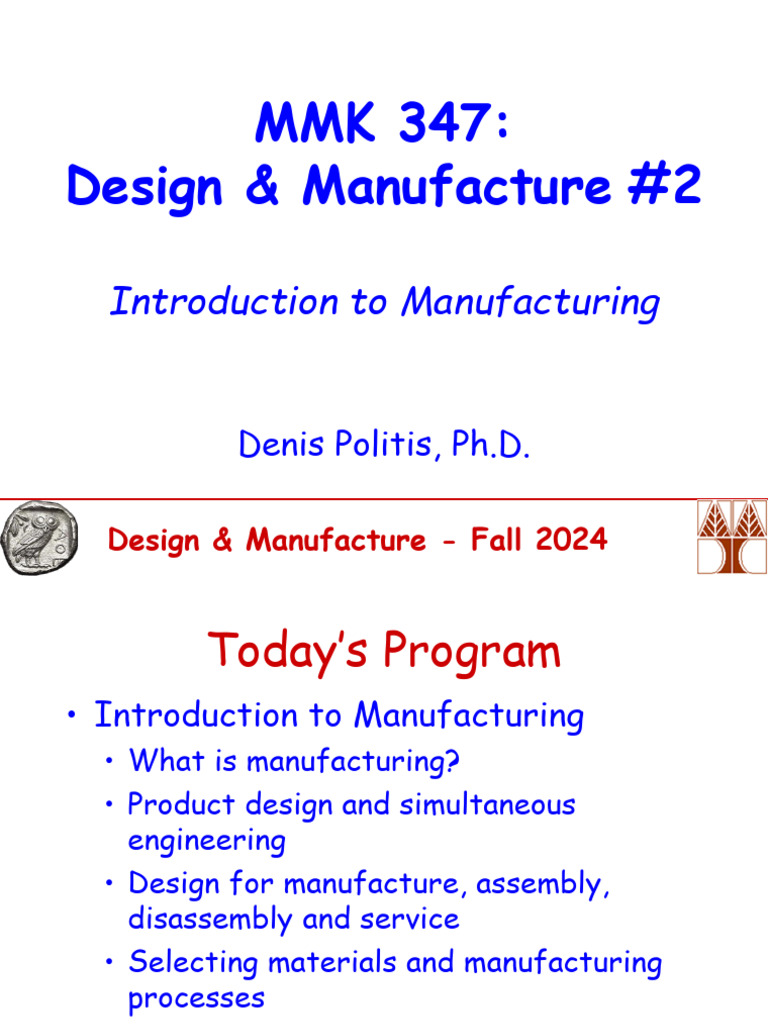 Lecture 2 Introduction Manufacturing | PDF
