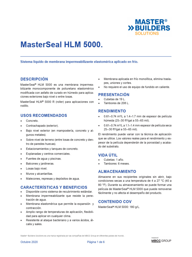 masterseal hlm 5000 - ficha tecnica | PDF