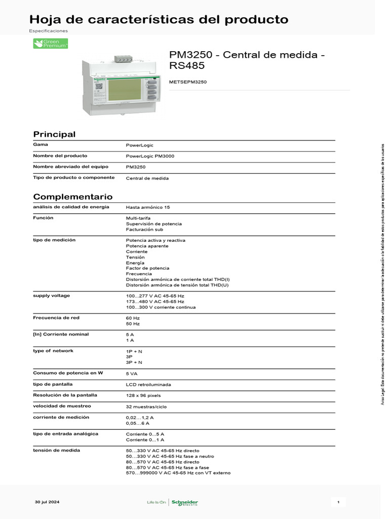 Schneider Electric - Gama-PowerLogic-PM3200 - METSEPM3250 | PDF ...