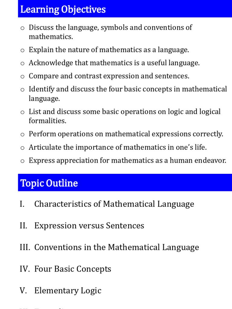 Understanding Mathematical Language Basics | PDF | Set (Mathematics ...