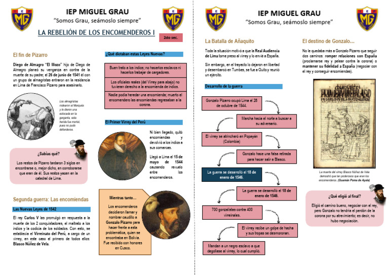 La rebelión de los encomenderos - 2do sec | PDF