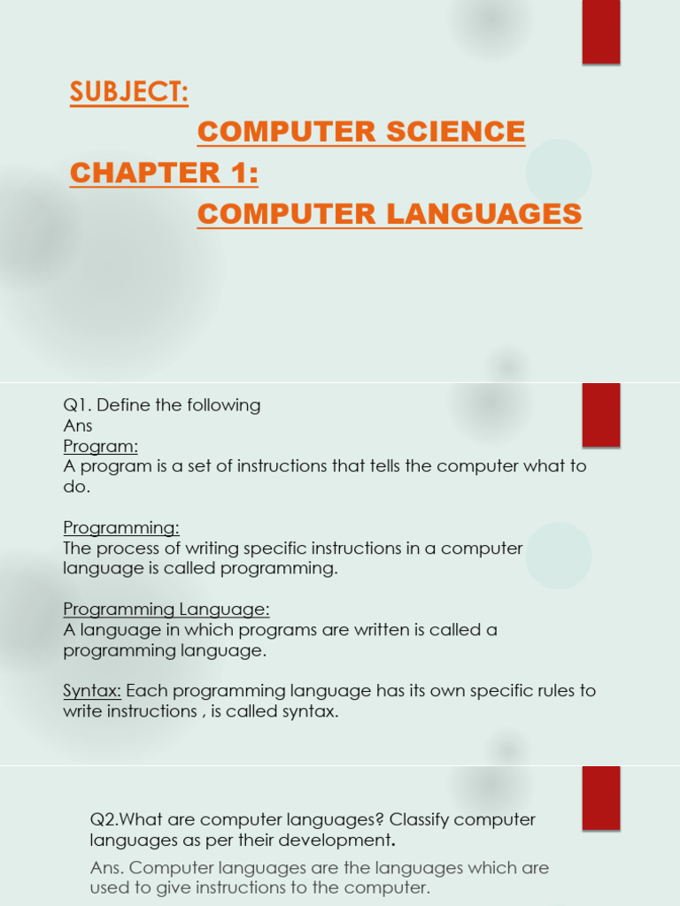 CONLIB Computerclass6chap1computerlanguages 20240712113136-3 | PDF