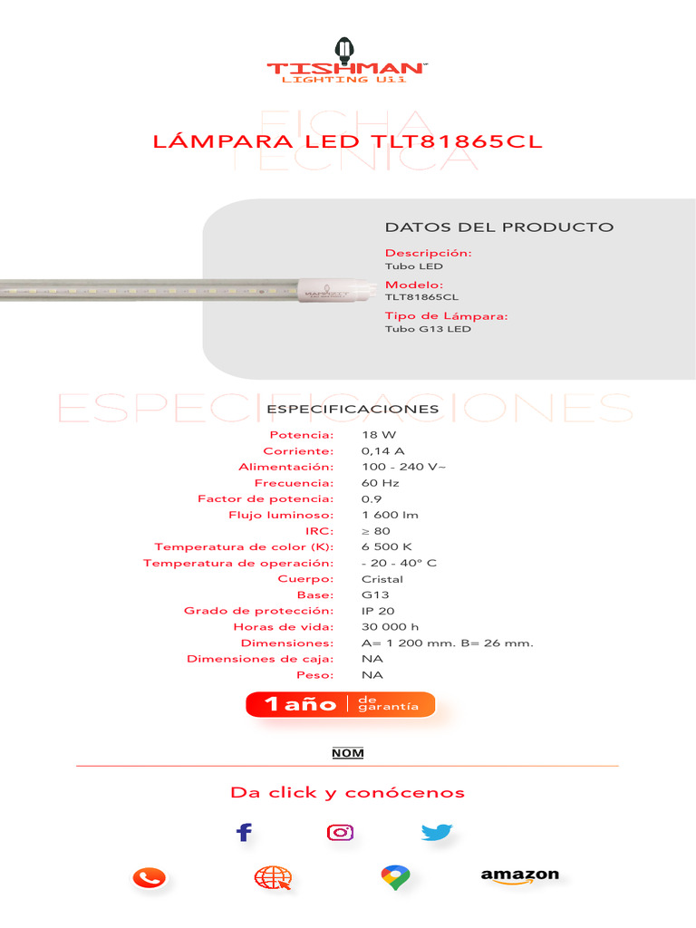 TLT81865CL-2_Ficha técnica lámpara led | PDF