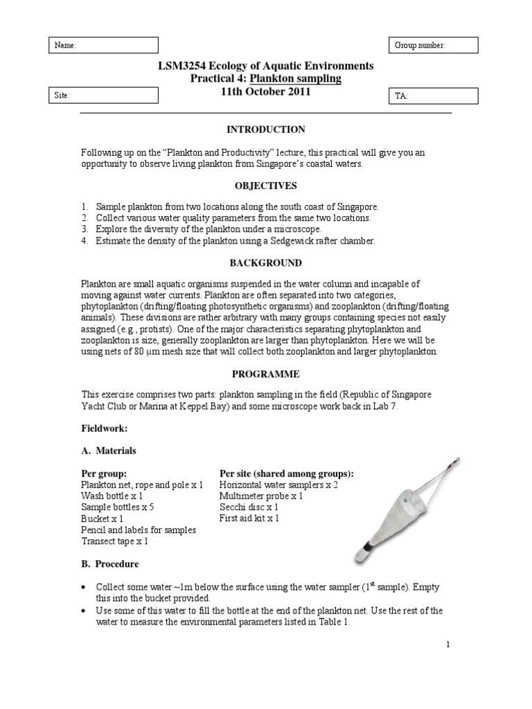Phytoplankton Sampling Techniques | PDF | Plankton | Phytoplankton