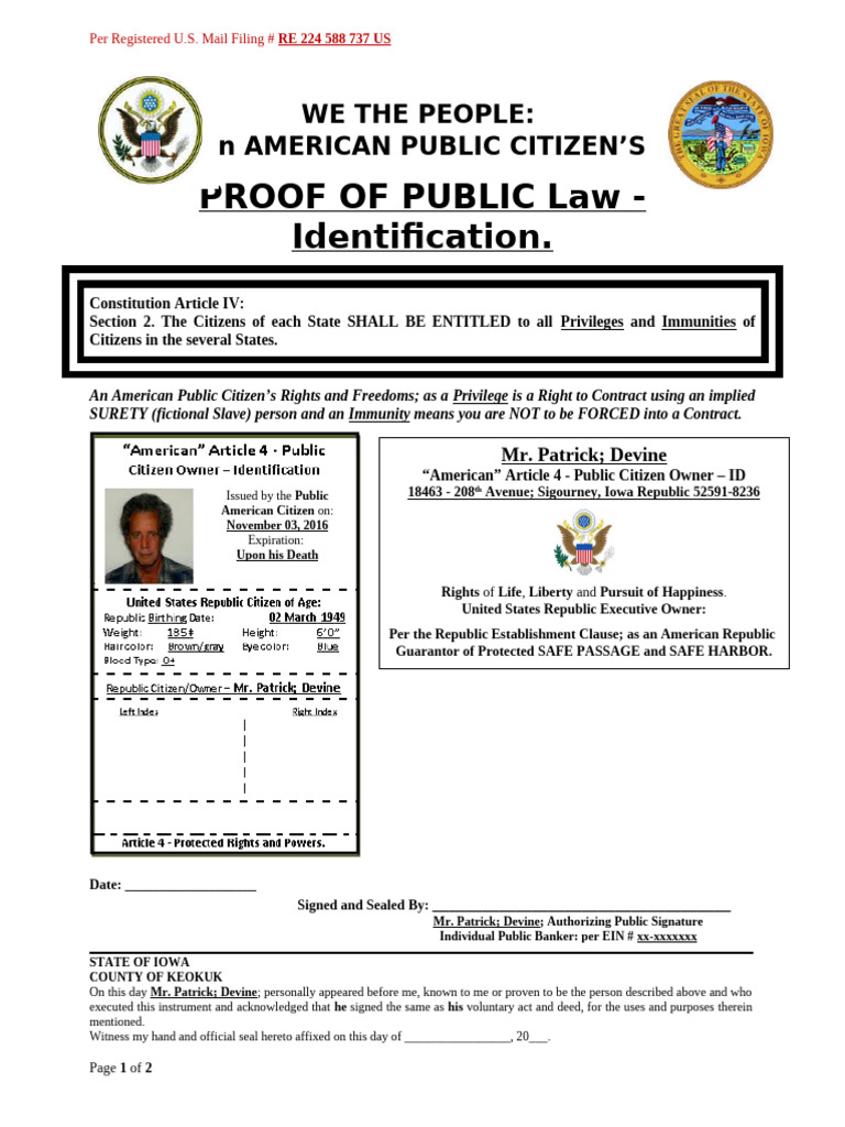 American Public Identification Example Rev 1 | PDF