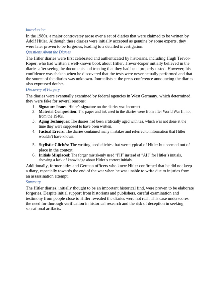 3a Hitlers Diaries Case | PDF