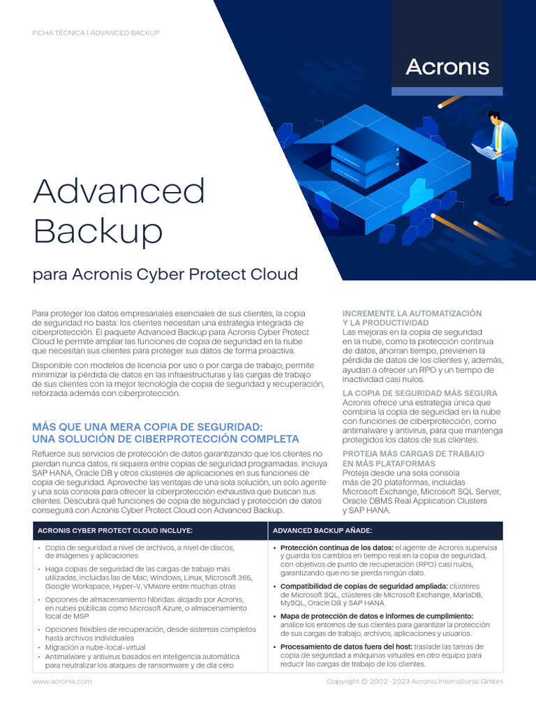Data Sheet Acronis Cyber Protect Cloud With Advanced Backup ES ES 230725 | PDF | Software ...