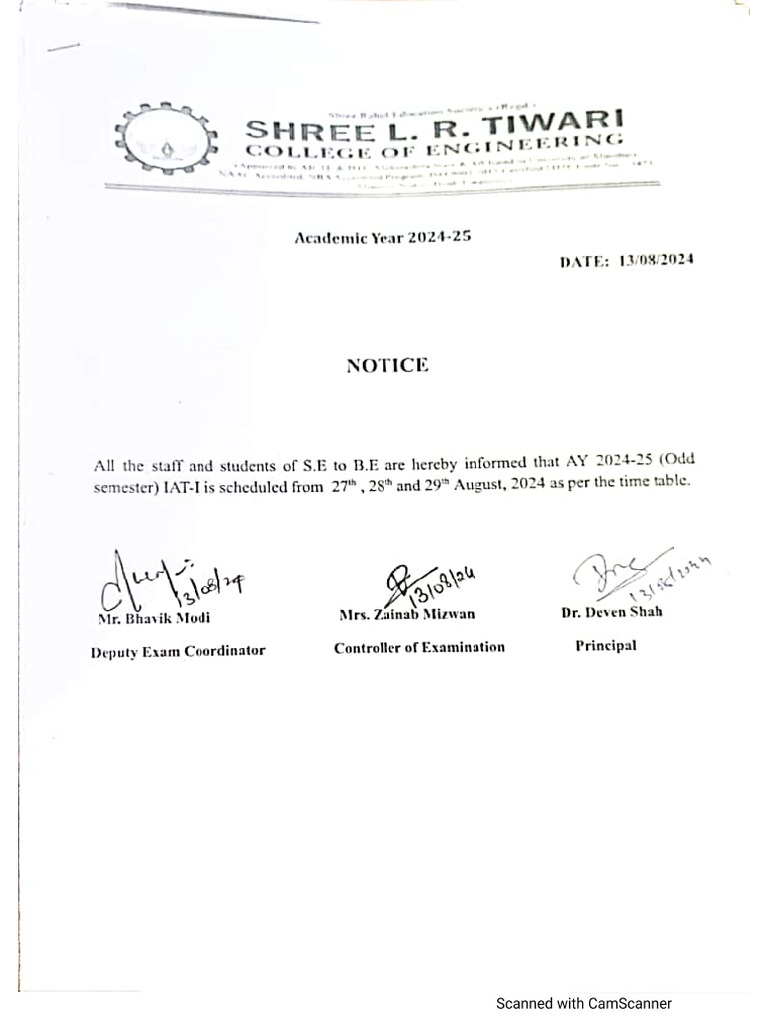 IAT I Time Table SE-BE | PDF