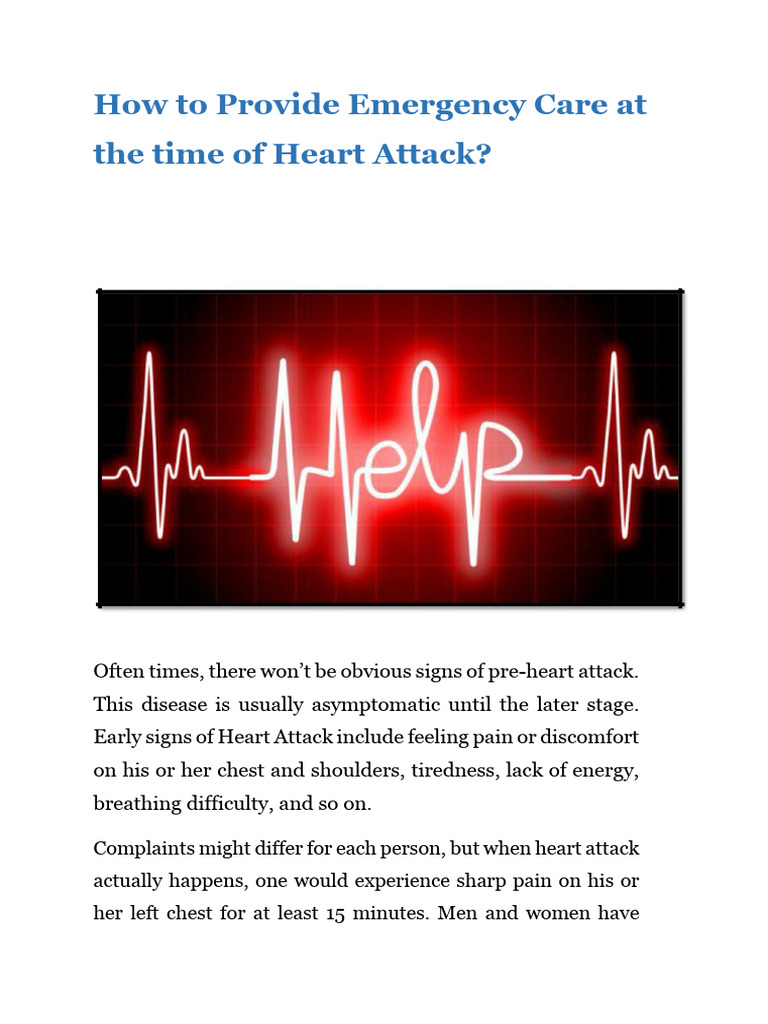 How To Provide Emergency Care at The Time of Heart Attack | PDF | Myocardial Infarction | Heart