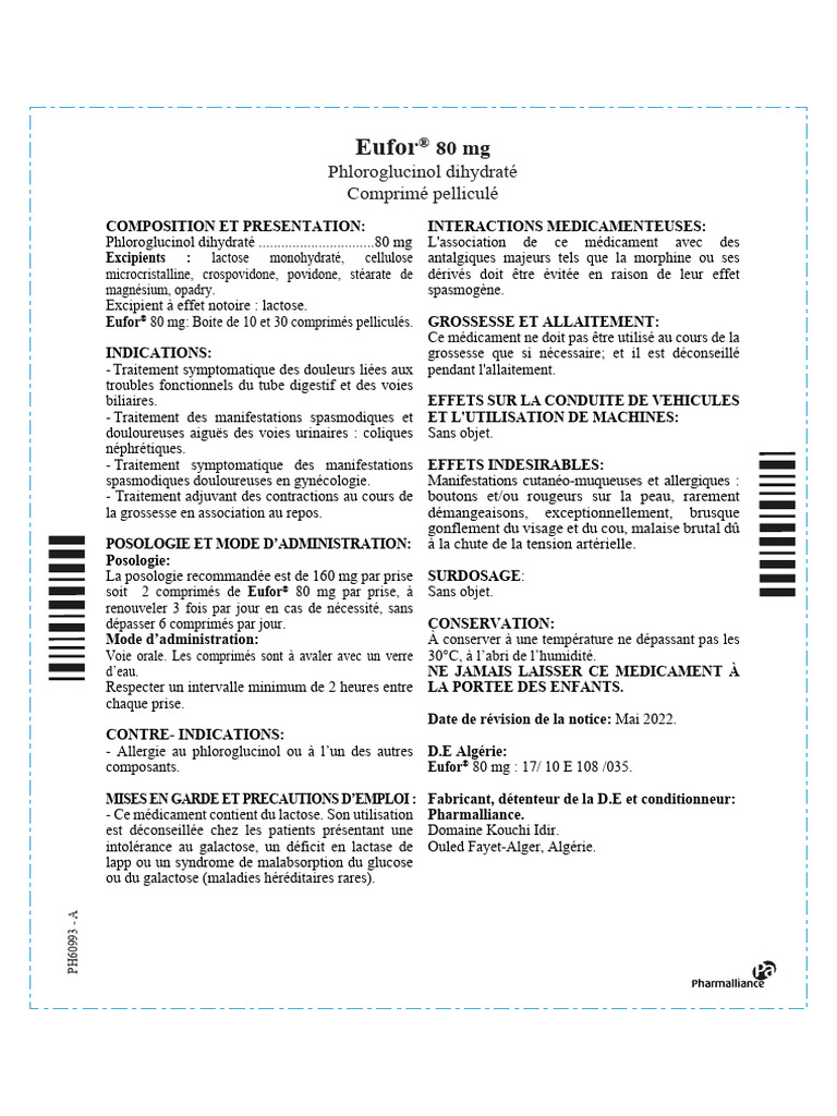 Notice Eufor 80 MG | PDF
