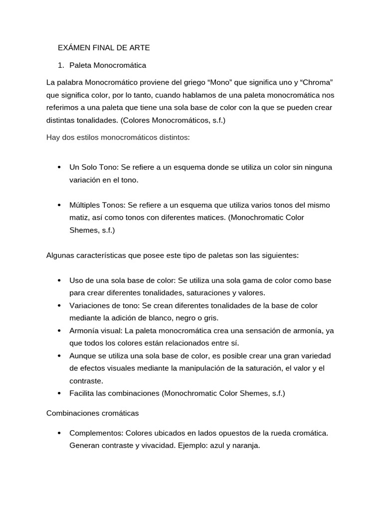 Exámen Final Arte | PDF