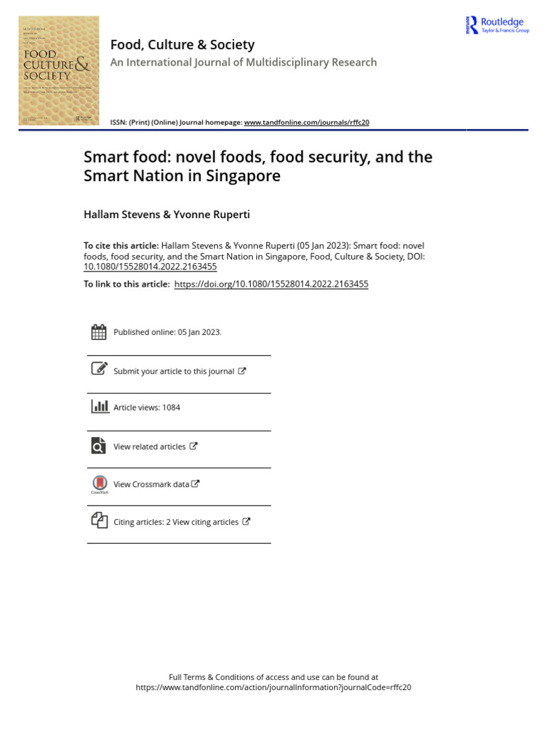 Smart Food Novel Foods Food Security and The Smart Nation in Singapore ...