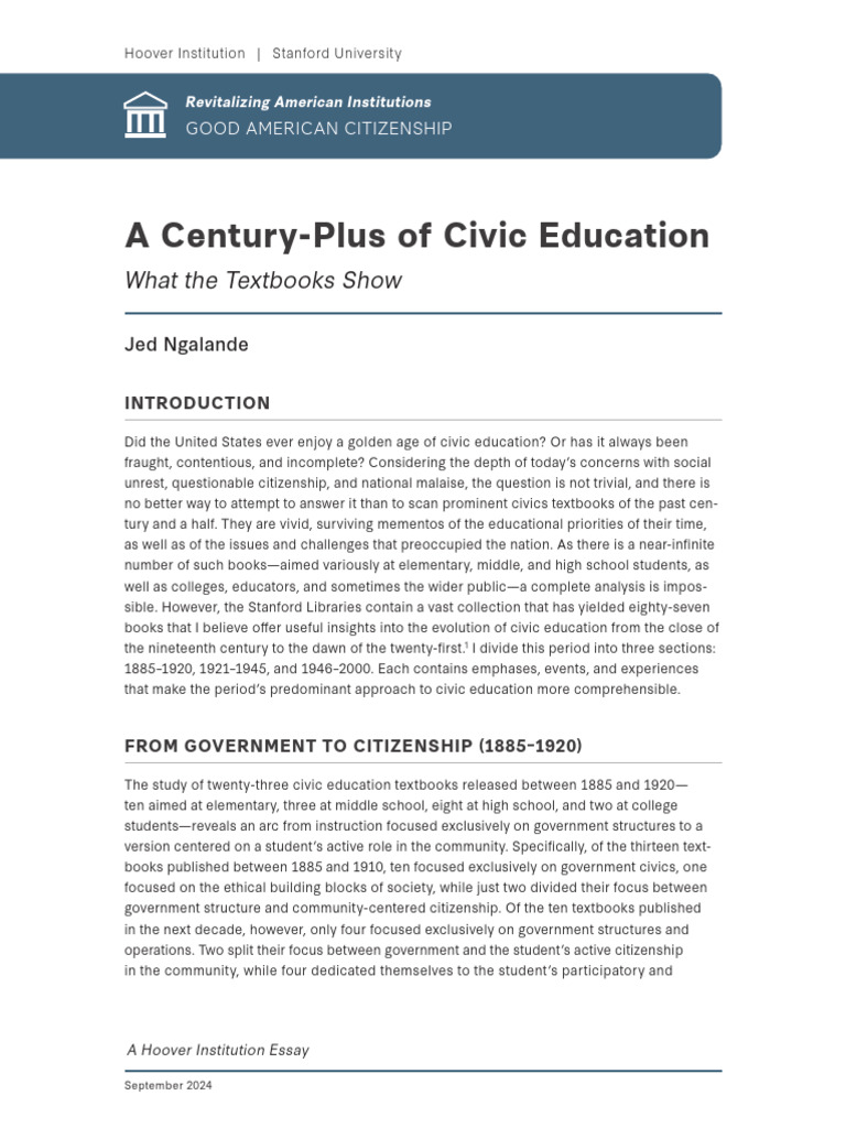 A Century of Civic Education Insights | PDF | Citizenship | Civics