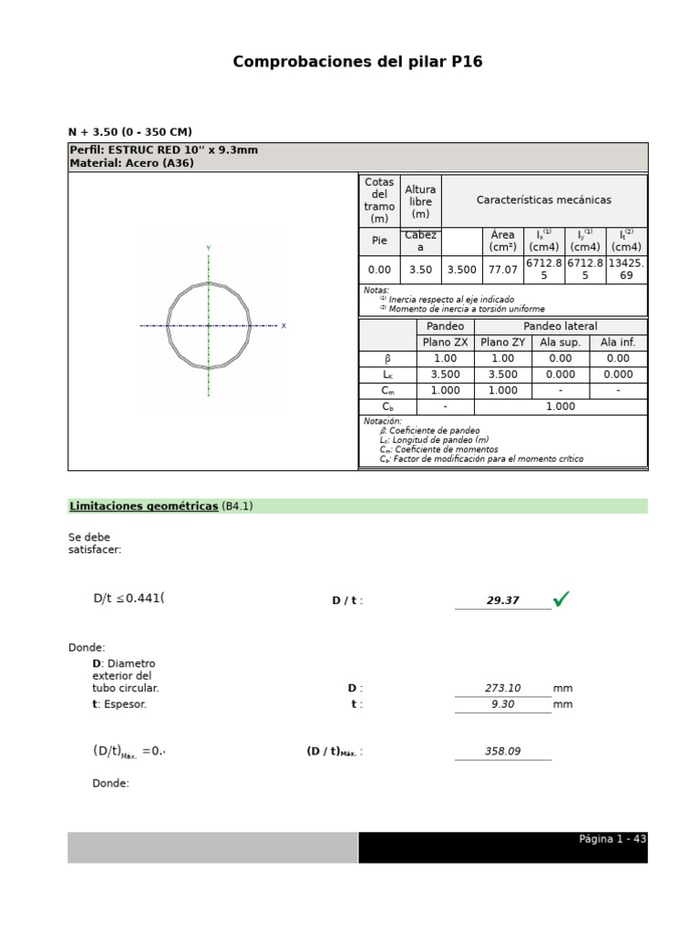 Comprobaciones Del Pilar P16 | PDF