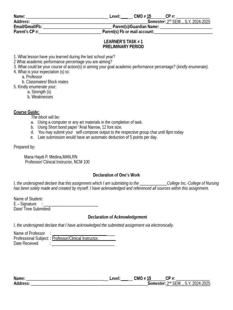 TFN Generic Prelim Task | PDF