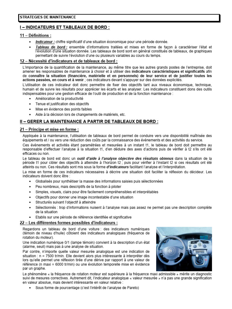 Les Indicateurs en Maintenance | PDF