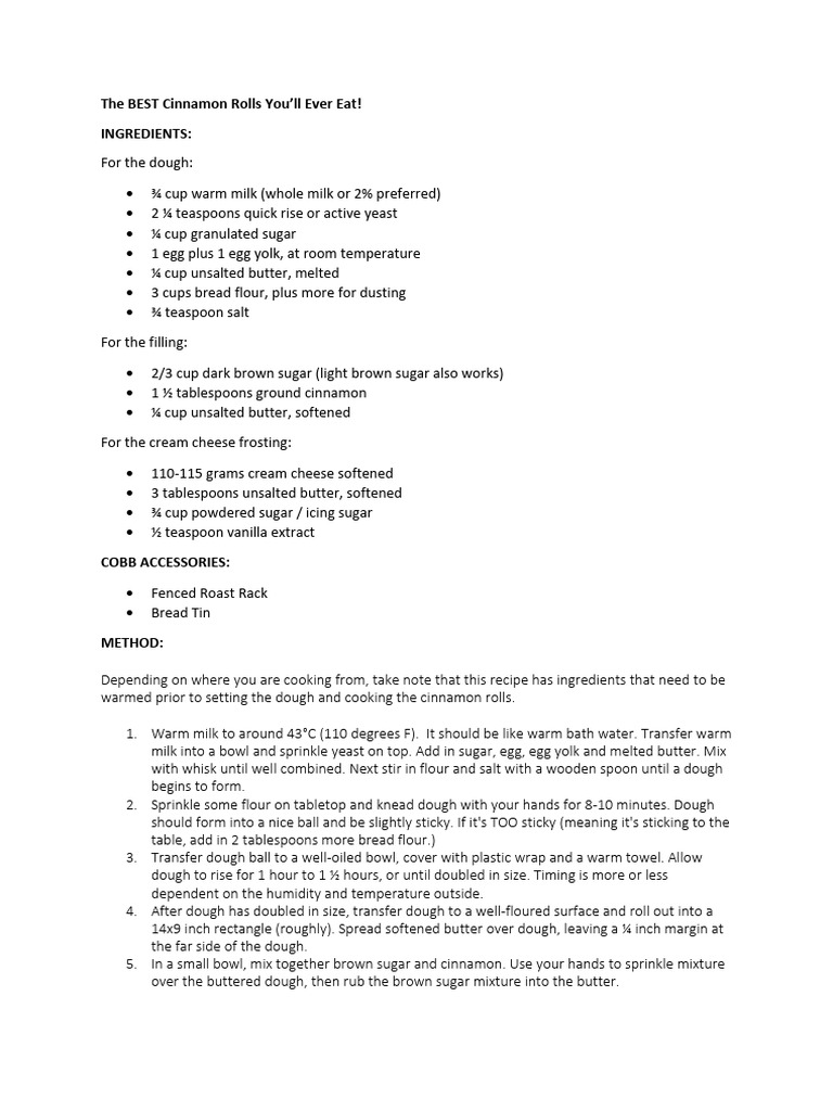 COBB Cinnamon Rolls Recipe | PDF