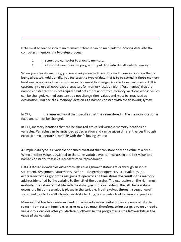 Lab_2_4_Using_cin_Allocating_Memory_And_Writing_Assignment | PDF