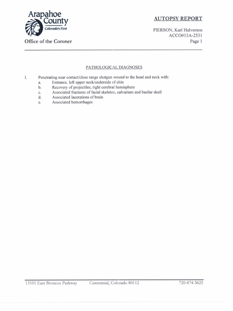 Karl Pierson Autopsy Report | PDF