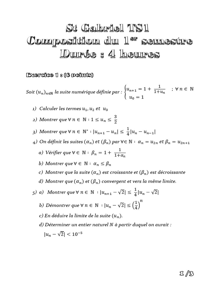 Composition 1er Semestre ST Gab TS1 Maleye | PDF