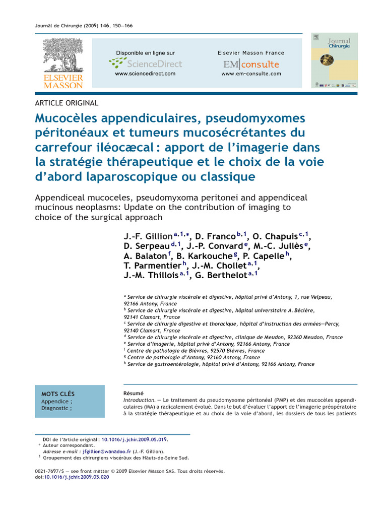 Mucocele Appendiculaire | PDF