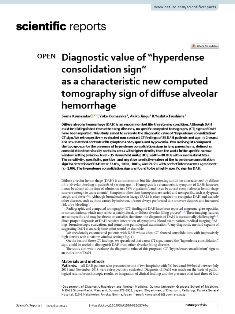 Diagnostic Value of "Hyperdense Consolidation Sign" As A Characteristic ...