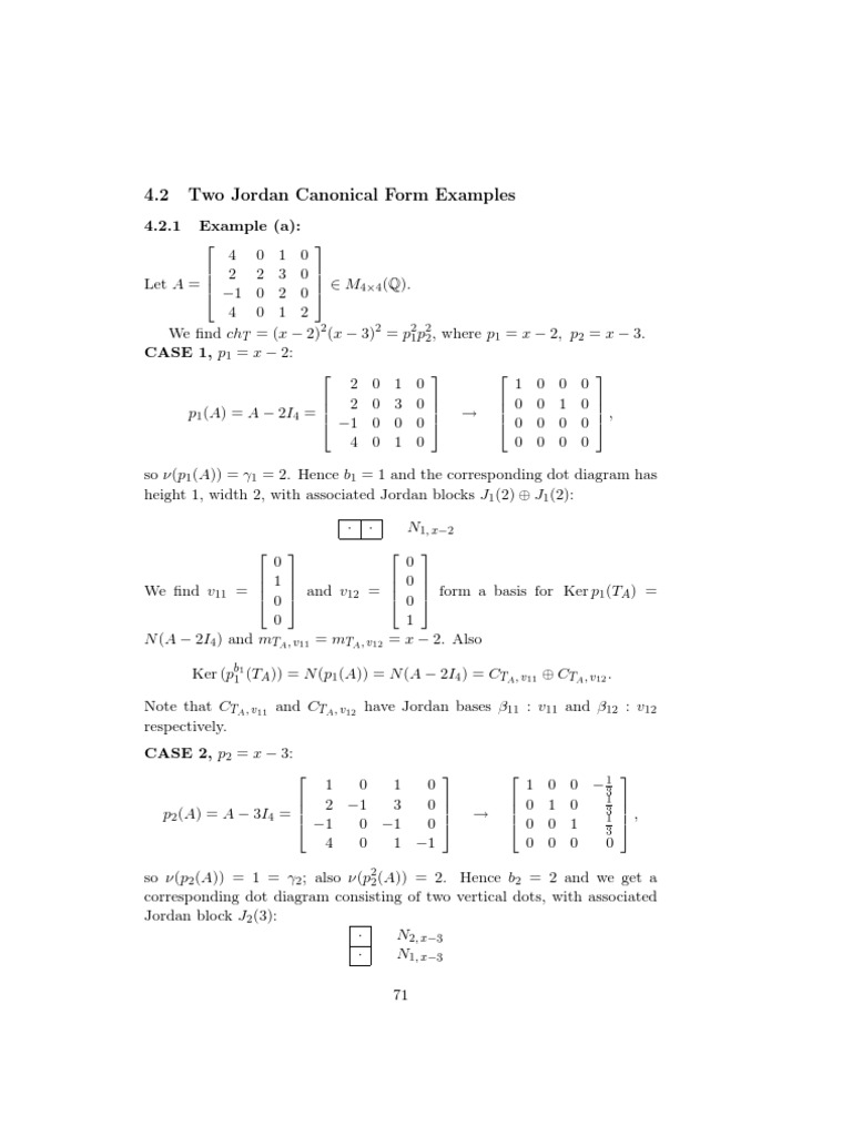 4.2 Two Jordan Canonical Form Examples | PDF | Matrix Theory | Algebra